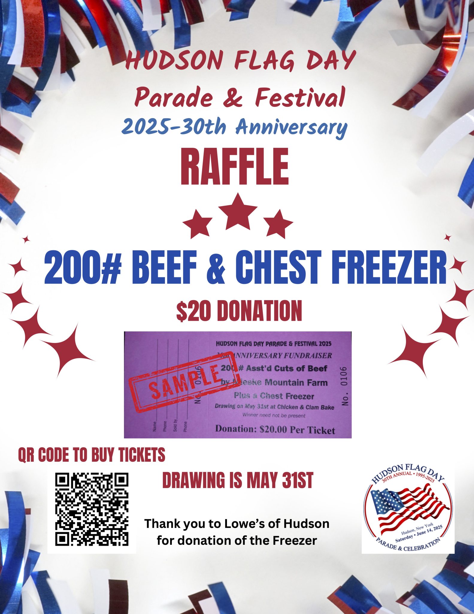 Beef and Chest Freezer Raffle - Hudson Flag Day